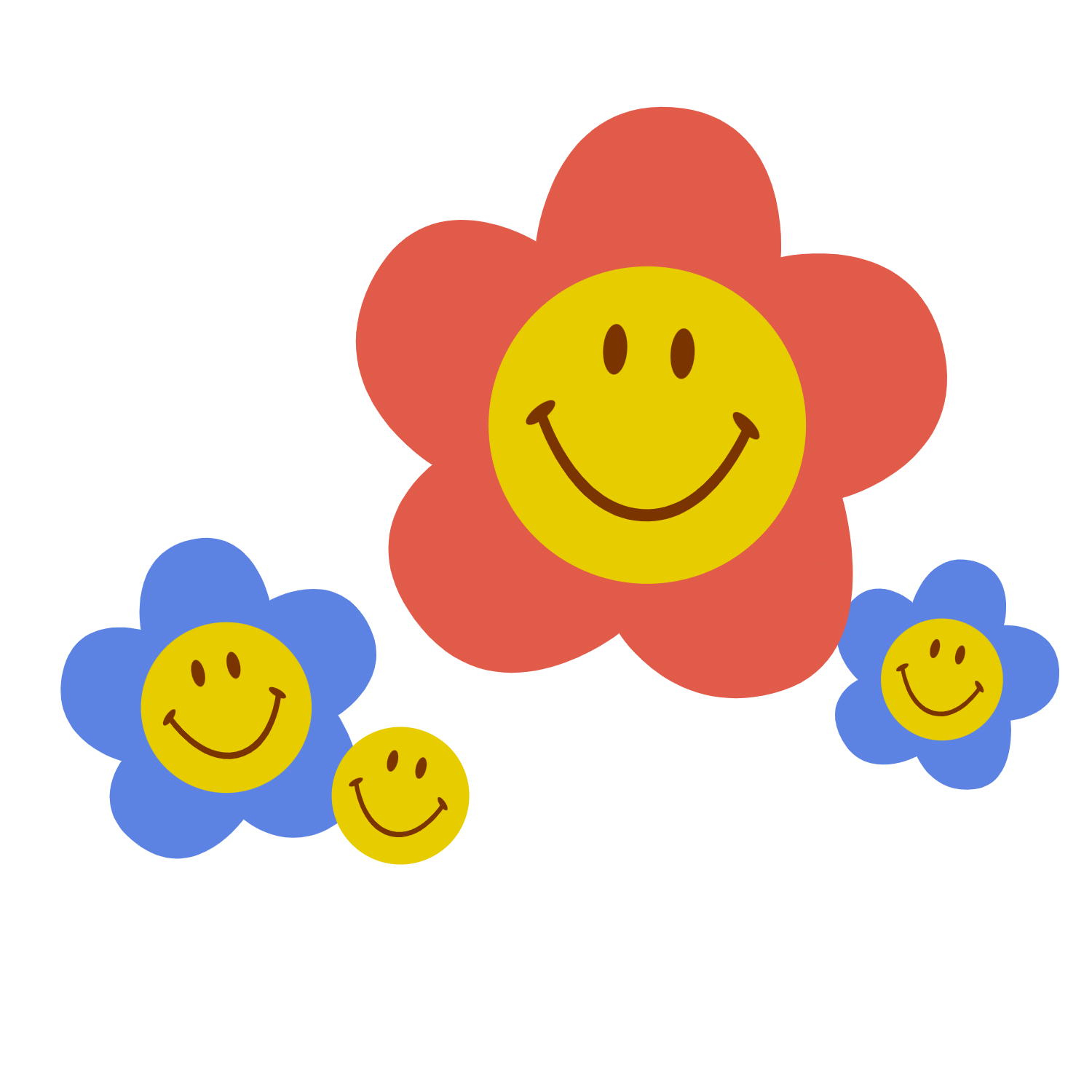 Flower and Smiley Face Sticker_模板素材-稿定设计